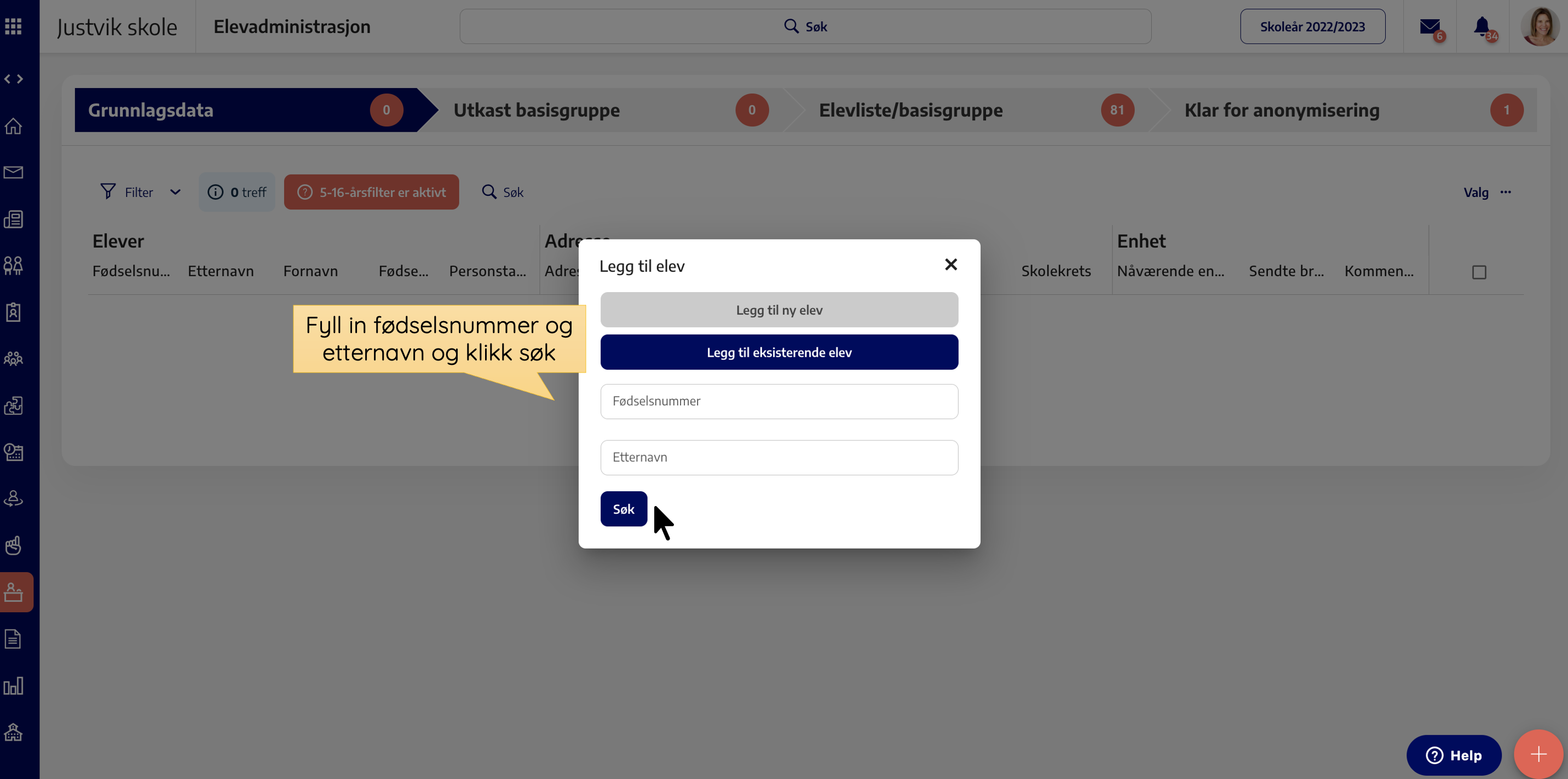 Legg til ny elev på skolen – Vigilo Skole